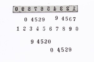 Serial Number Ink Stamp Strip 50/60's Vintage Gibson Style Font Size 0 ...