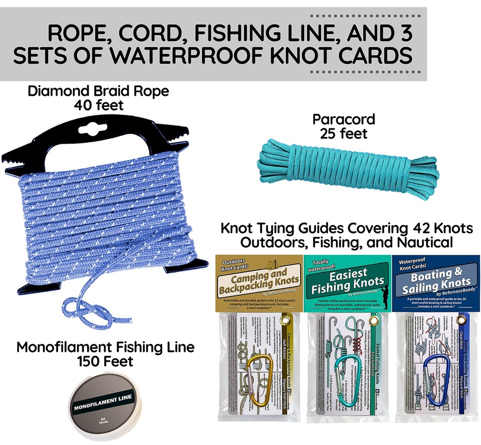 Deluxe Knot Tying Kit with Rope Cord Fishing Line and 3 Knot Tying ...