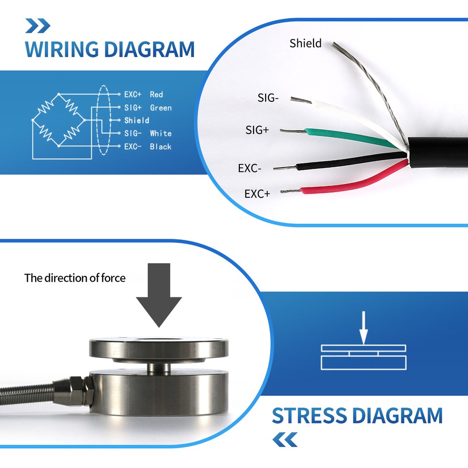 Load Cell Sensor + Indicator Display Test Compression Force Weight ...