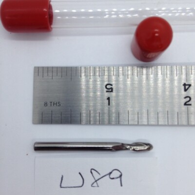1 NEW USA 1/8" DIAMETER CARBIDE ENDMILL. 2 FL BALL. 1-1/2" OAL 3/8" LOC ...