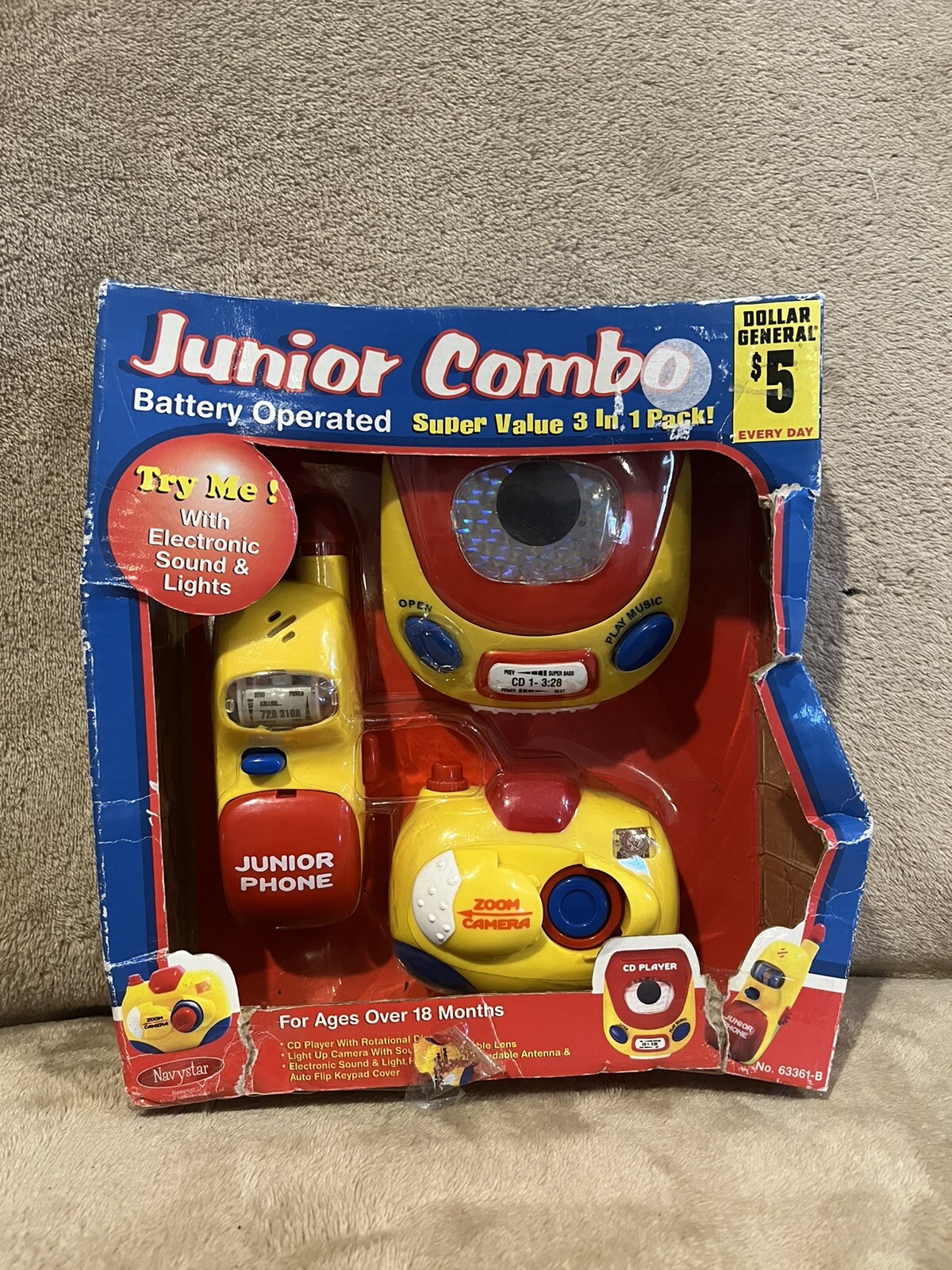Vintage Dollar General Navystar Toy Jr Electronic Combo CD Player Phone ...