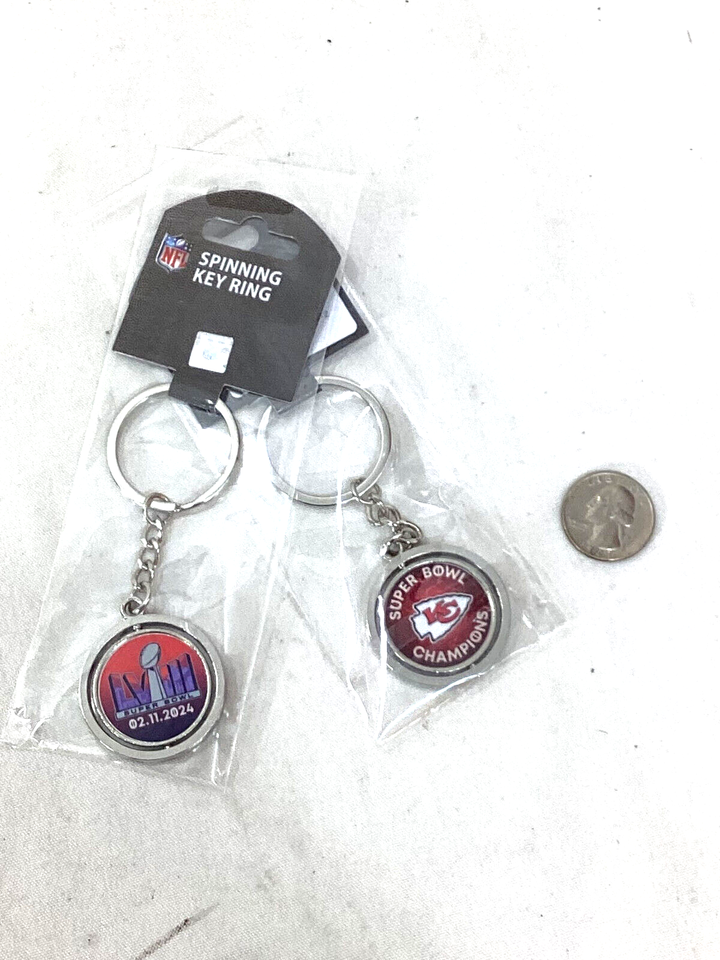 NFL Superbowl 58 Champions Logo Spinning Keychain Kansas City Chiefs ...