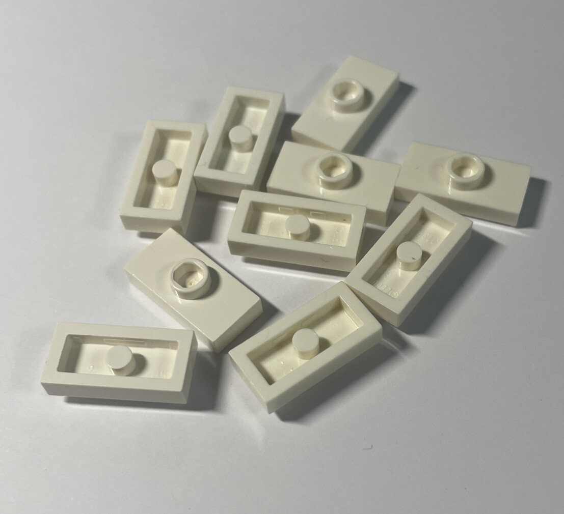 Lego 10 x 3794a Platte 1 x 2 Fliesen modifiziert mit Mittel Pin - WEISS ...
