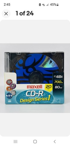 Maxell 20Pk Blank CD-R Series 1 Design Pack Slim Jewel Cases 80 Min ...