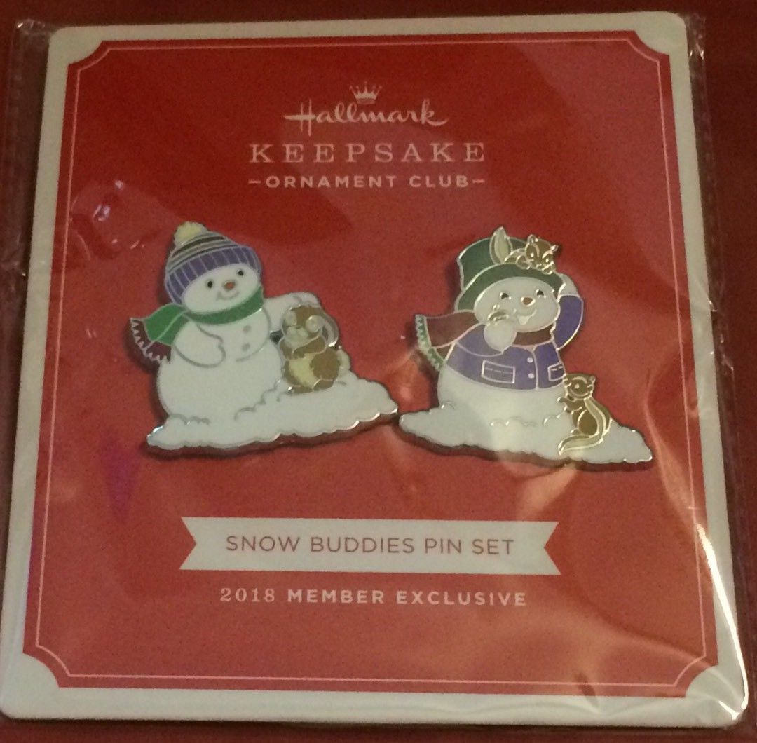 2018 Hallmark KOC Keepsake Snow Buddies Set of Two Painted Enamel Pins ...