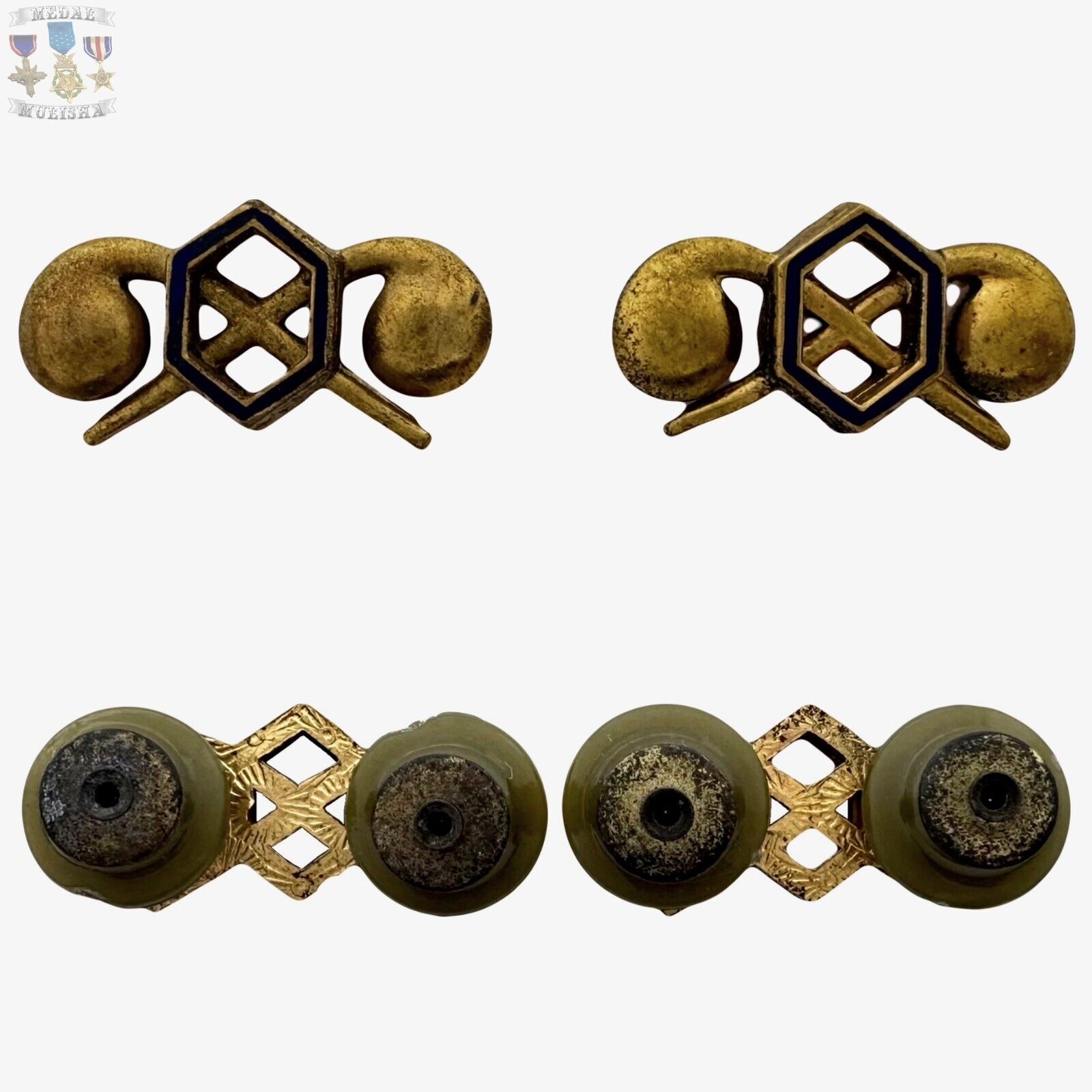 WW2 US ARMY OFFICER CHEMICAL WARFARE INSIGNIA SNOWFLAKE PATTERN 1-1/4 x ...