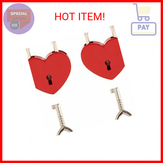2 Pieces Small Metal Heart Shaped Padlock Mini Lock with Key for ...