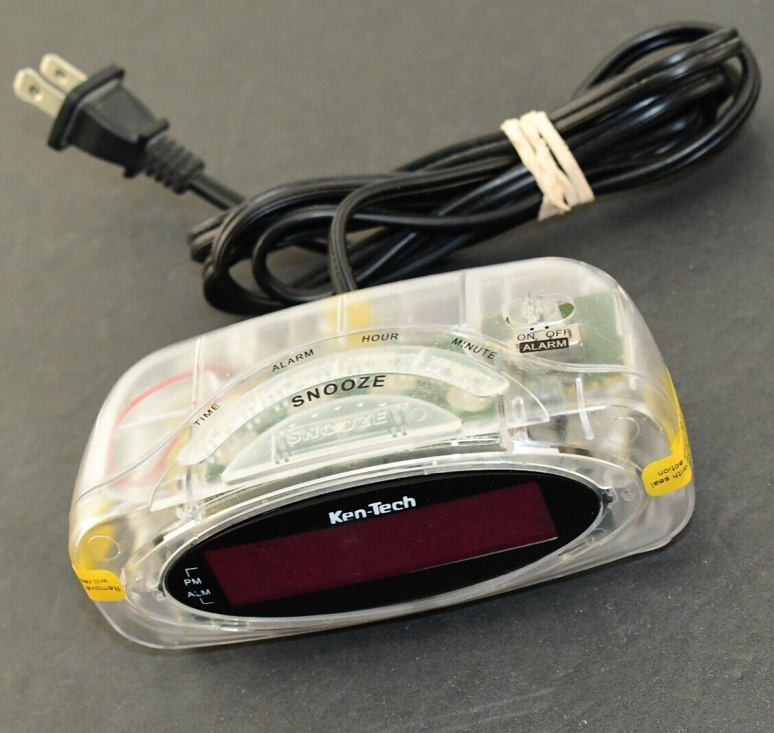 Ken-Tech Digital Alarm Clock - T-1939A Clear Plastic Institutional ...