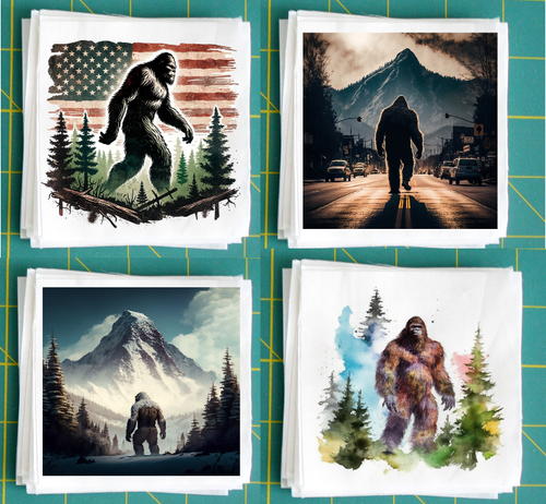 Set of 4 Bigfoot 8x8 inch Fabric Panel for Quilting Crafting Sewing ...