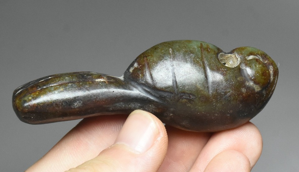 8CM Chinese Hongshan Culture Old Jade Carved Animal Cicada Cicala ...