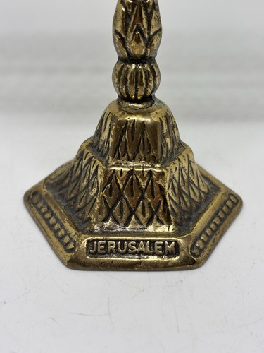 Vintage Brass Hen-Holon-Israel Menorah Hanukkah Candle Holder Jewish 7. ...