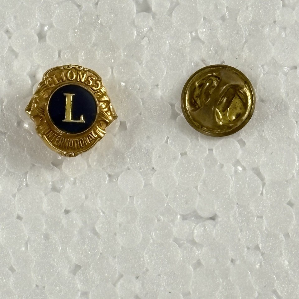 VTG 50s Lions Club International Blue Gold Enamel Pin Screw Back Reg US ...