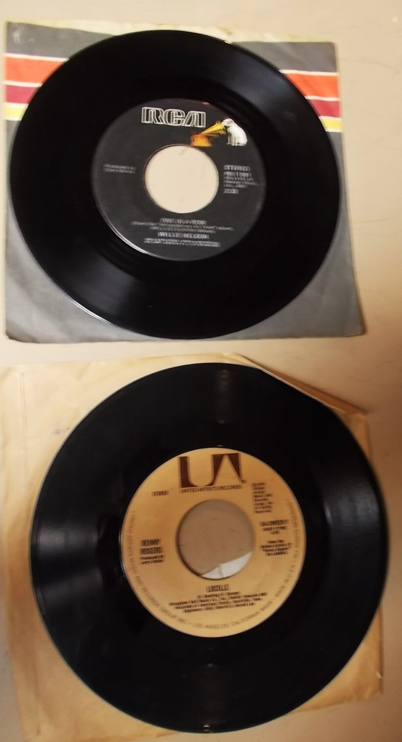 LOT OF 6 KENNY ROGERS, MEL TILLIS & WILLIE NELSON 45 RPM RECORDS ...