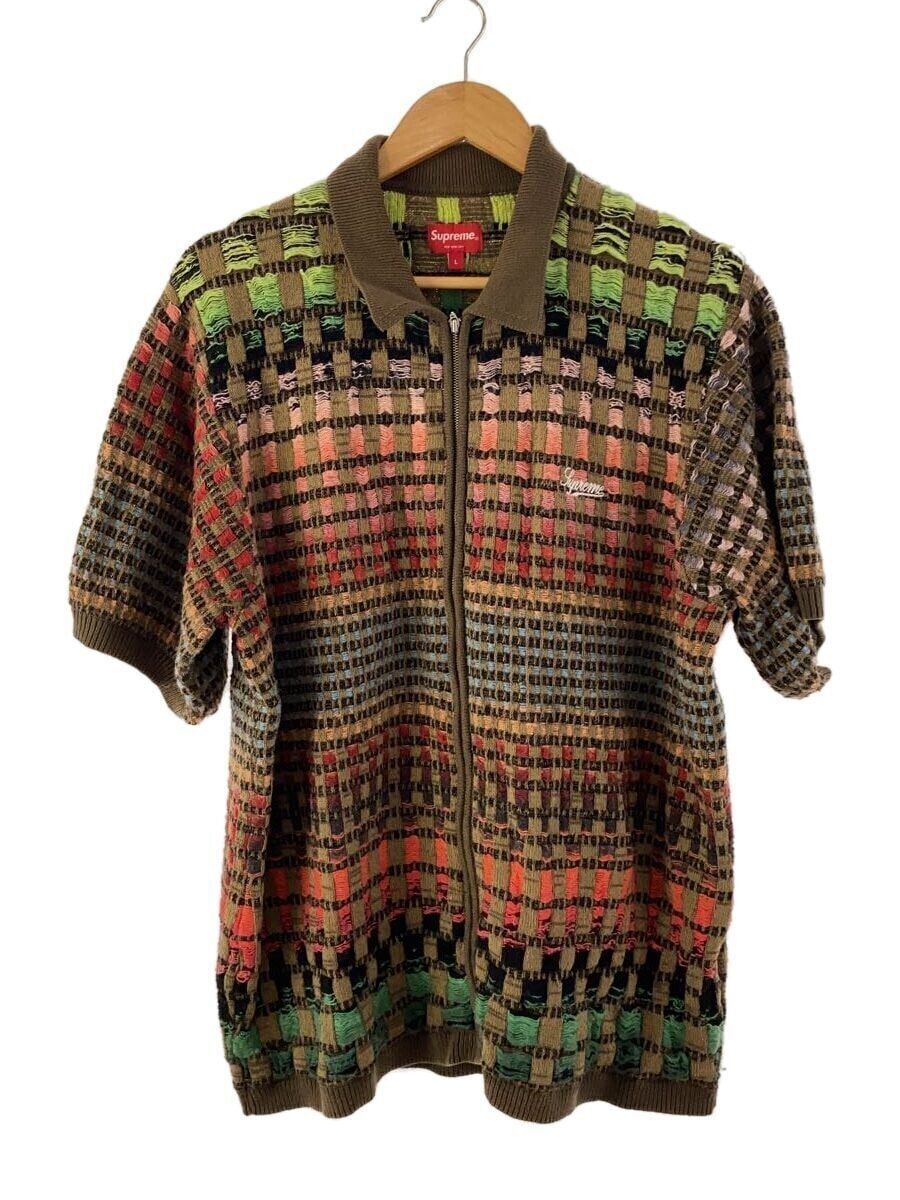 Supreme Polo Shirt 23SS Gradient Grid Zip Up L Cotton Brown Supreme Polo Shirt 23SS Gradient Grid Zip Up L Cotton Brown