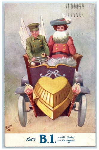 1907 Valentine Cupid Riding Car Punch Oilette Tuck's St. Paul Minnesota ...