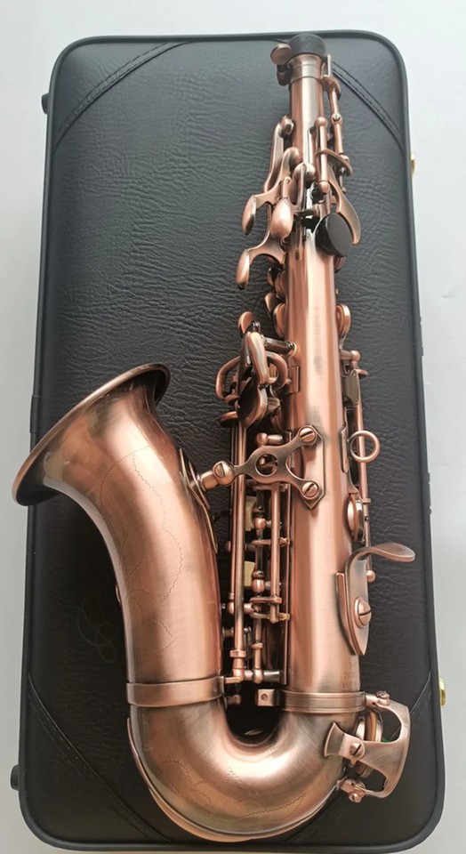 New Curved Soprano Saxophone S-991 Red Antique Copper Professional Sax ...