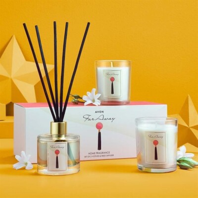 Avon Far Away Home Fragrance Gift Set Diffuser 2 Candles | eBay UK