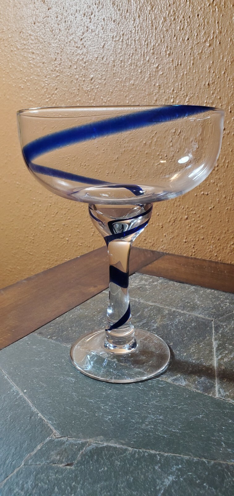 Pier 1 SWIRLINE BLUE Margarita Glasses Goblets 7" | eBay