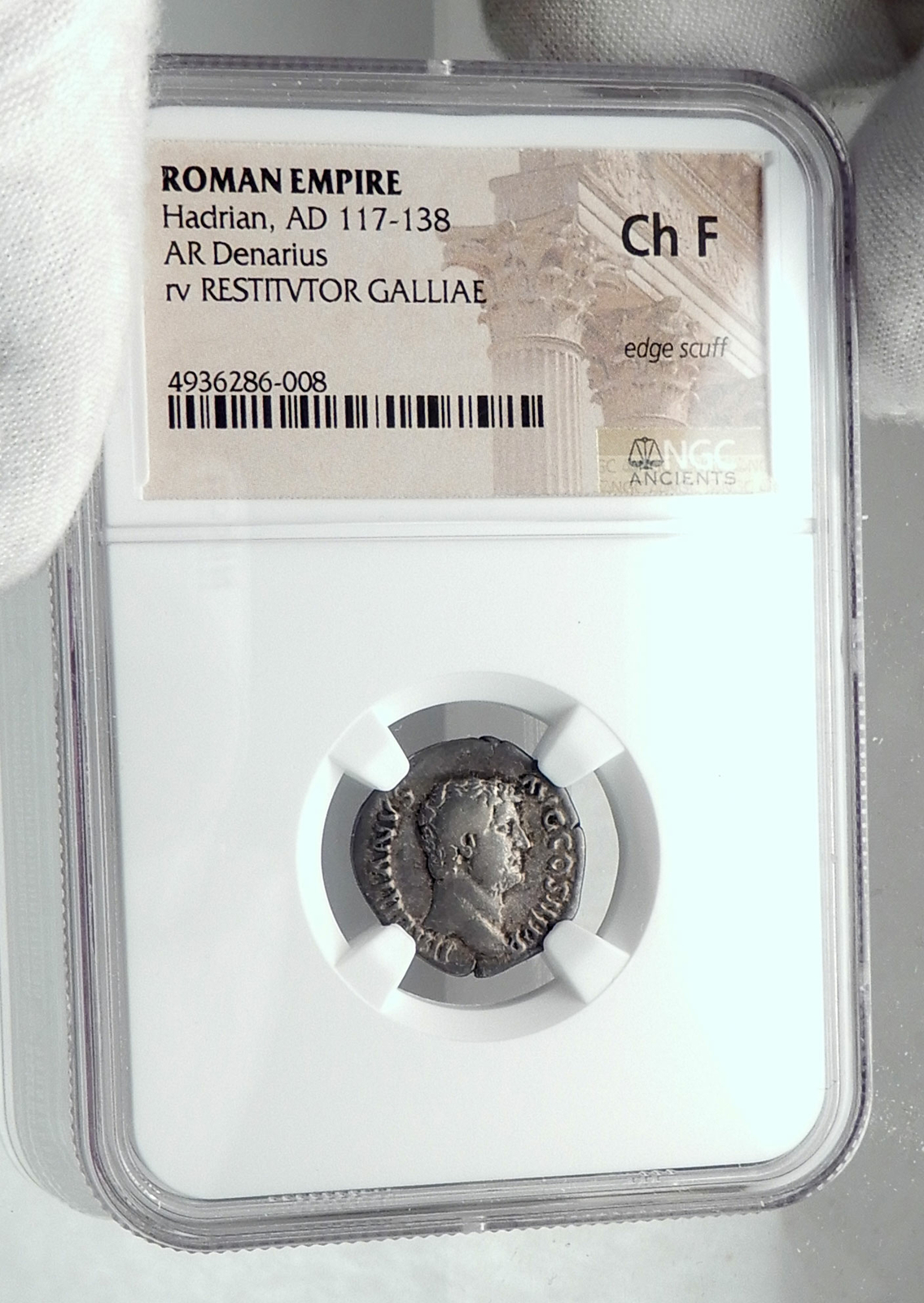 HADDRIAN & GALLIA Authentic Ancient RESTITVTOR GALLIAE Silver Coin NGC ...