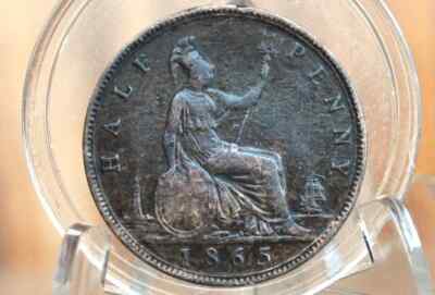 1865 Great Britain Half Penny - VF++, UK Half Penny 1865 - Queen ...