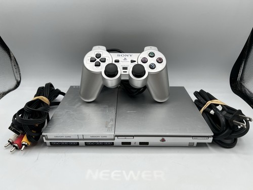 Sony PlayStation 2 Slim PS2 Silver Console with Controller and Cords ...