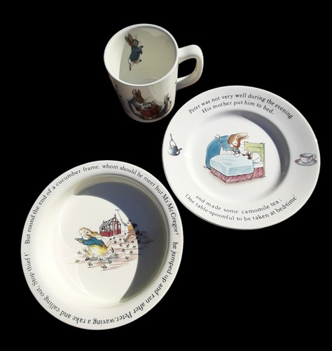 Beatrix Potter Peter Rabitt Childs 3 Piece Dinner Set Wedgewood China ...