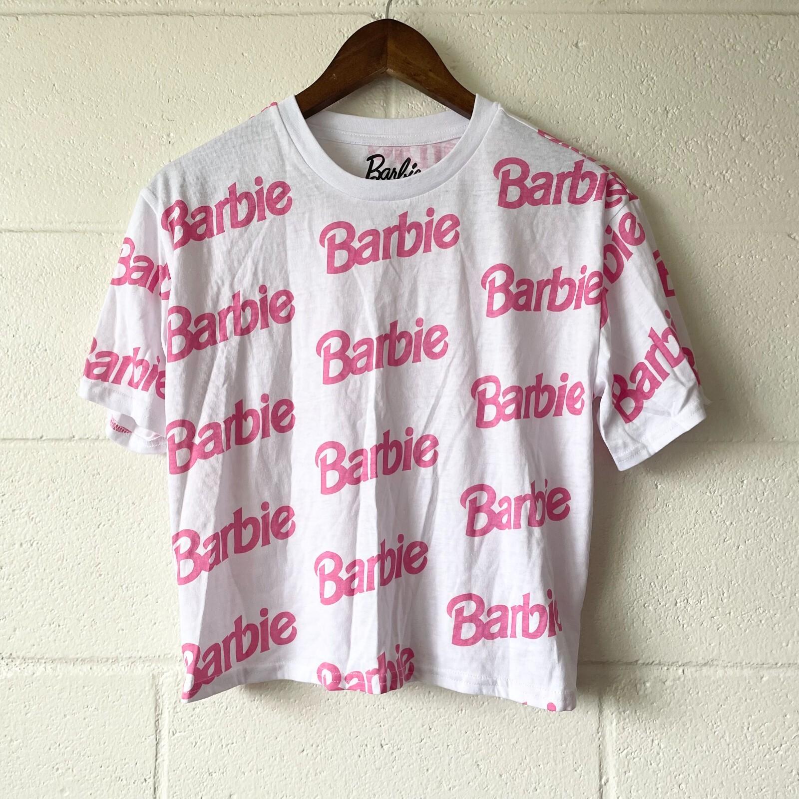 Barbie Mattel Pink Barbie Doll Short Sleeve Cropped T… - Gem