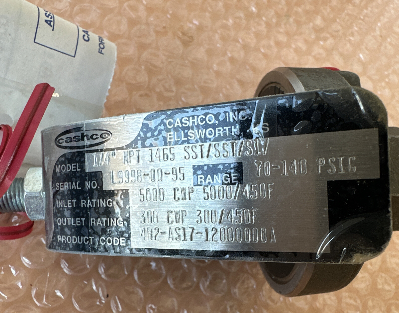 NEW- Cashco Model 1465 1/4” NPT SST/SST/S1 70-140PSIG 5000PSI In 300PSI ...