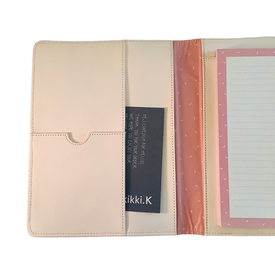 Kikki.K Leather Compendium Pink Trifold Notepad Padfolio "Today is Your ...