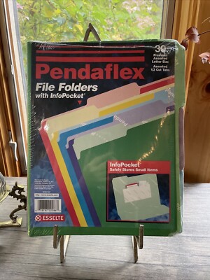 Pendaflex File Folders With Info Pocket 30 Pack Assorted Colors 1/3 Cut ...