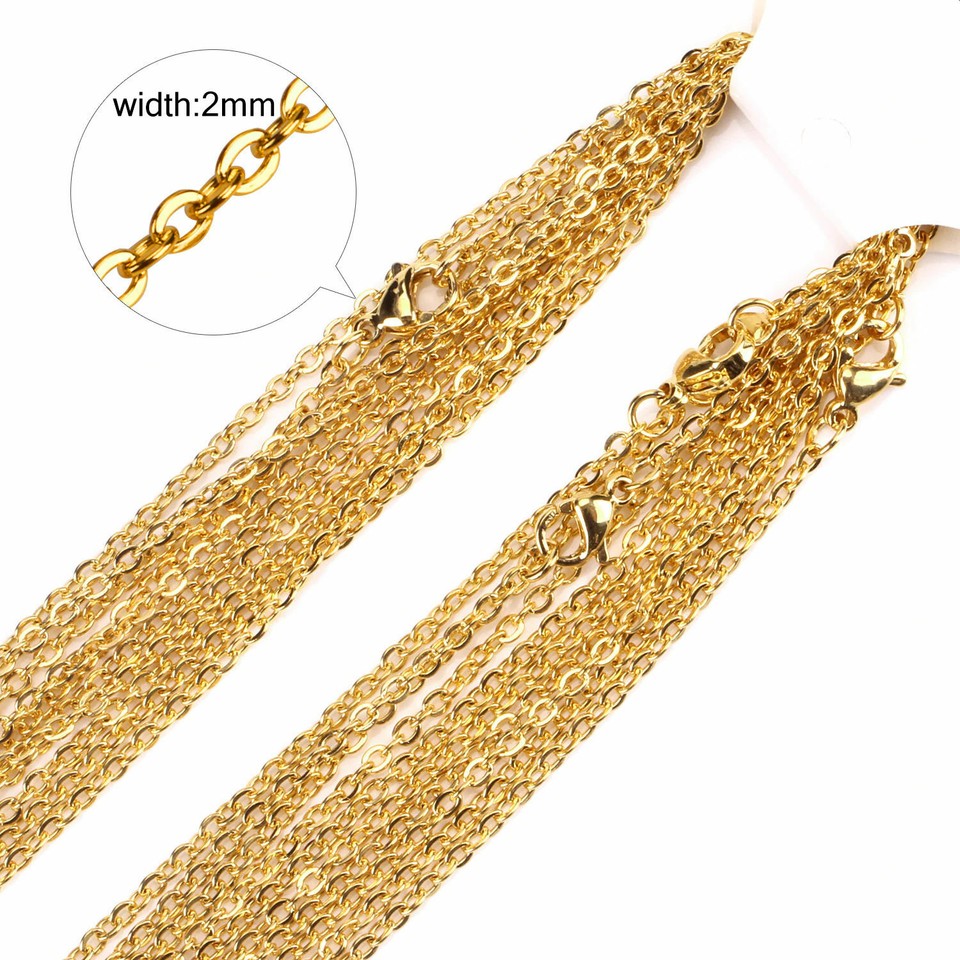 18K Yellow Gold Stainless Steel Cable Link Chain 2mm 18", 20" | eBay