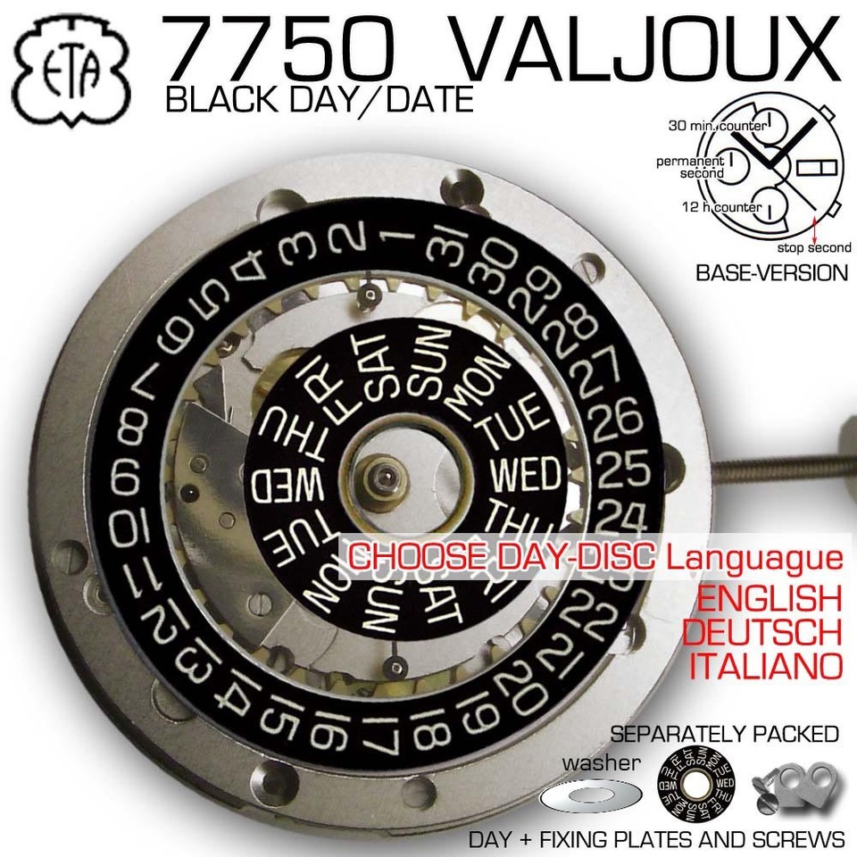 MOVEMENT ETA VALJOUX 7750, AUTOMATIC, ELABORED, DECORATED, Côte de ...