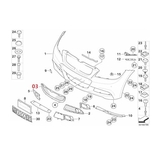 Car Bumper Face Bar Grilles, Bumper Lower Center Grille 51118047365 ...