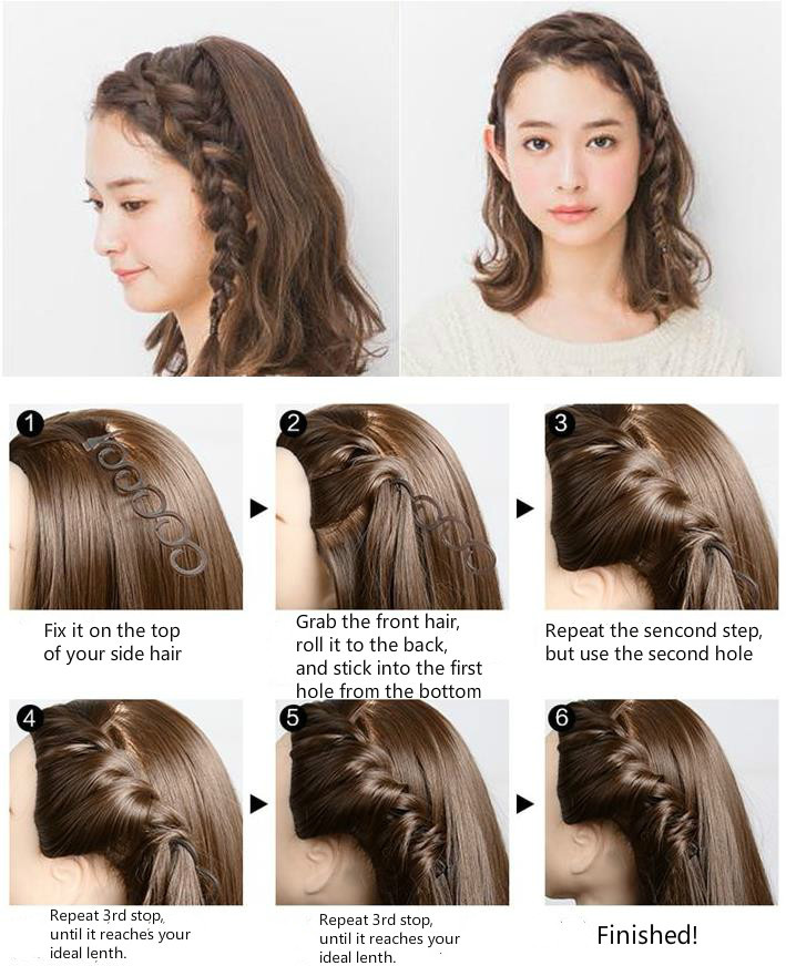 2Pcs Side Hair Styling French Braid Clip Magic Stick DIY Bun Maker Tool ...