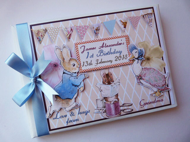Personalised Peter Rabbit birthday guest book, Peter Rabbit baby shower ...