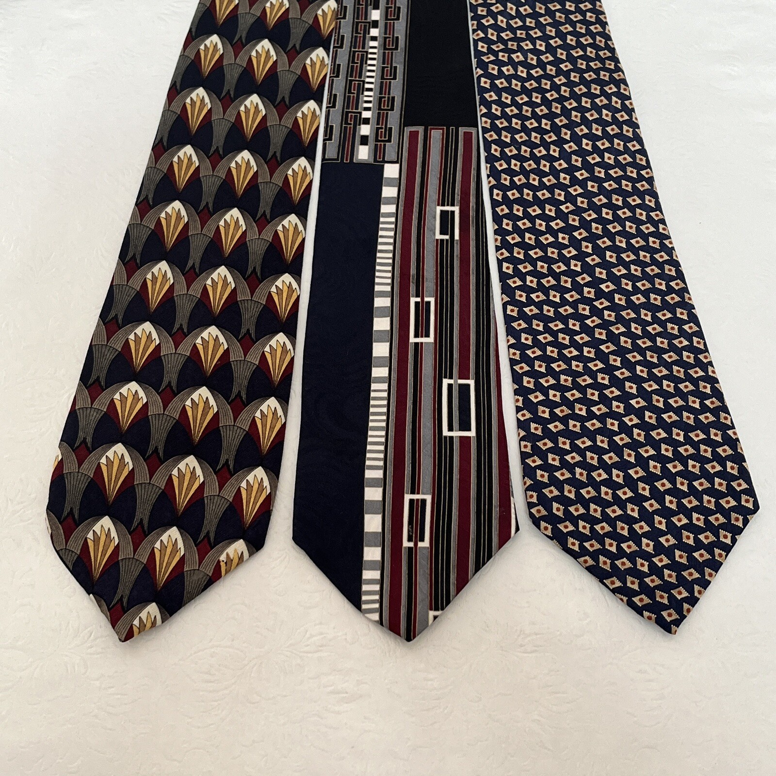 John Henry Ruffini Louis Roth Men's Tie Blue Geometri… - Gem