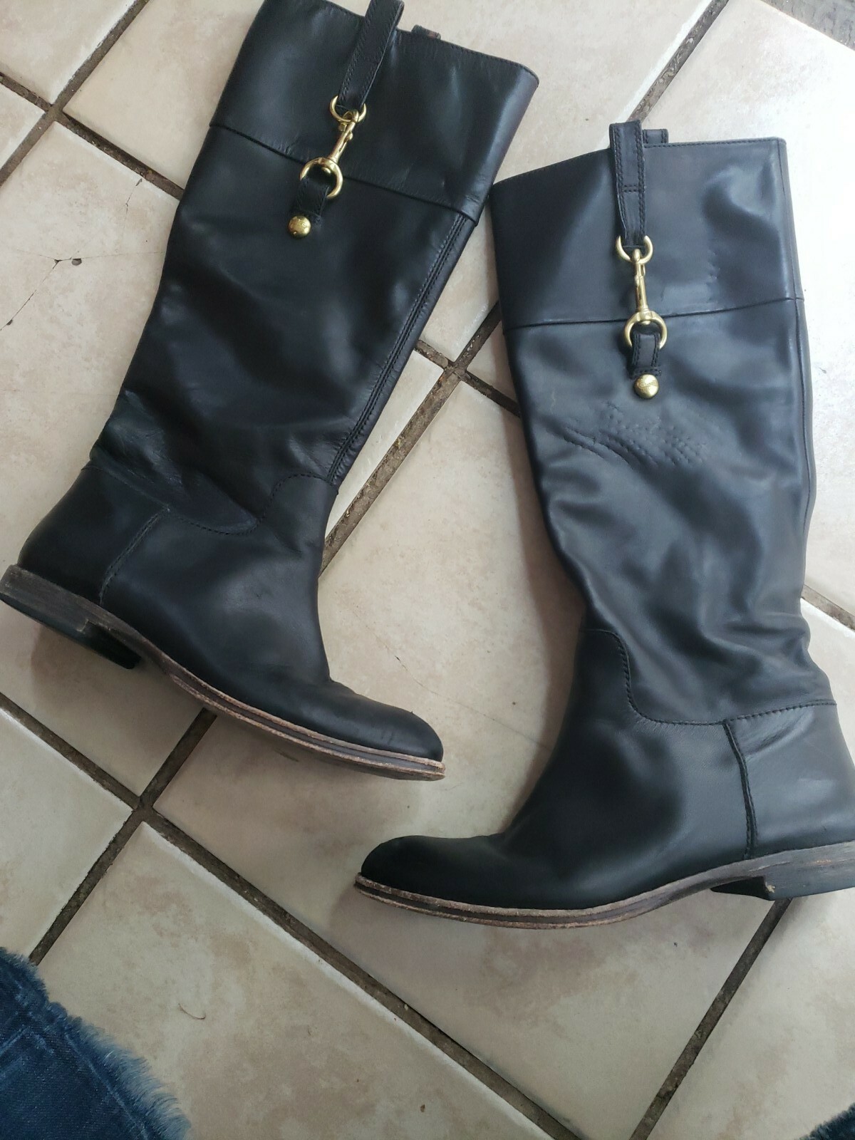 Coach Women Size 6 Marta Black Riding Boots Knee High - Gem