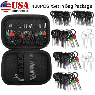 100Pcs Car Universal Pin Extractor Puller Terminal Removal Kit Tool ...