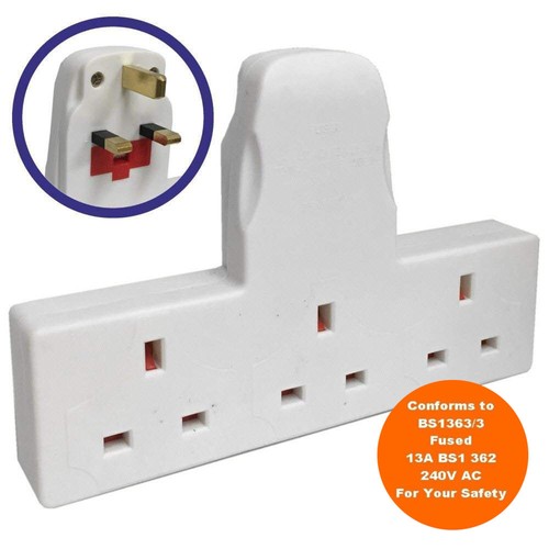 3 WAY UK 3 PIN MULTI PLUG MAINS BLOCK TRIPLE SOCKET ADAPTOR 13AMP - UK ...