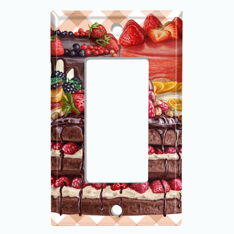 Metal Light Switch Cover Wall Plate For Kitchen Chocolate Cakes Dessert ...