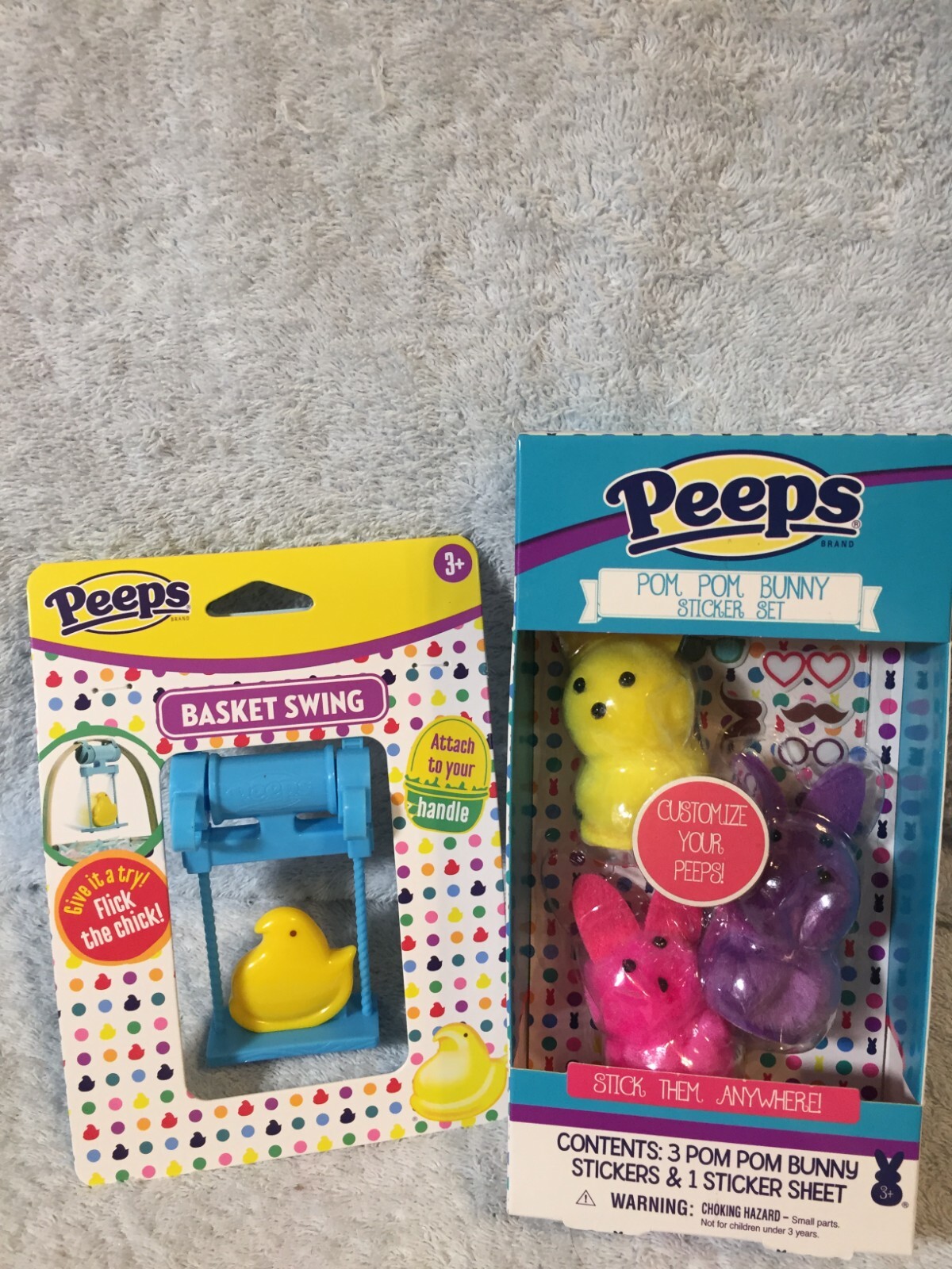 Easter Peeps Basket Swing (attach to easter basket handle) & Pom Pom ...