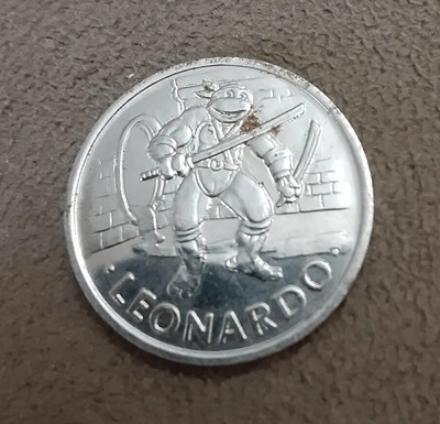 TMNT leonardo COIN medal metal round silver Leo TEENAGE MUTANT NINJA ...
