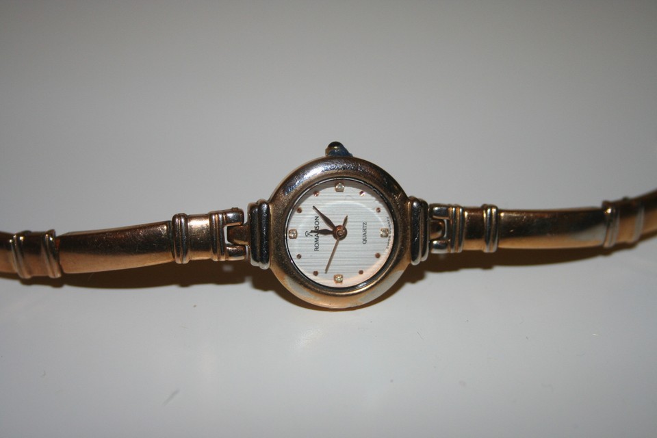 VINTAGE WOMENS ROMANSON WATCH WRISTWATCH RARE ELEGANT MGP 23K GOLD ...