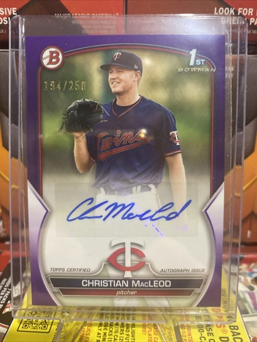 2023 Bowman 🔥Christian MacLeod🔥Purple /250 Paper 1st Prospect Auto ...