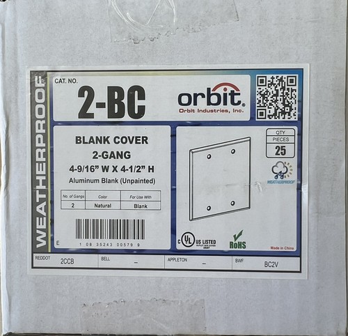 Box Of 25 Orbit Industries 2-BC Weatherproof 2-Gang Aluminum Covers | eBay