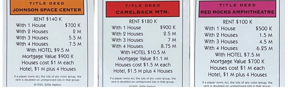 Monopoly Electronic Banking Camelback Mtn Johnson Space Ctr Red Rocks ...