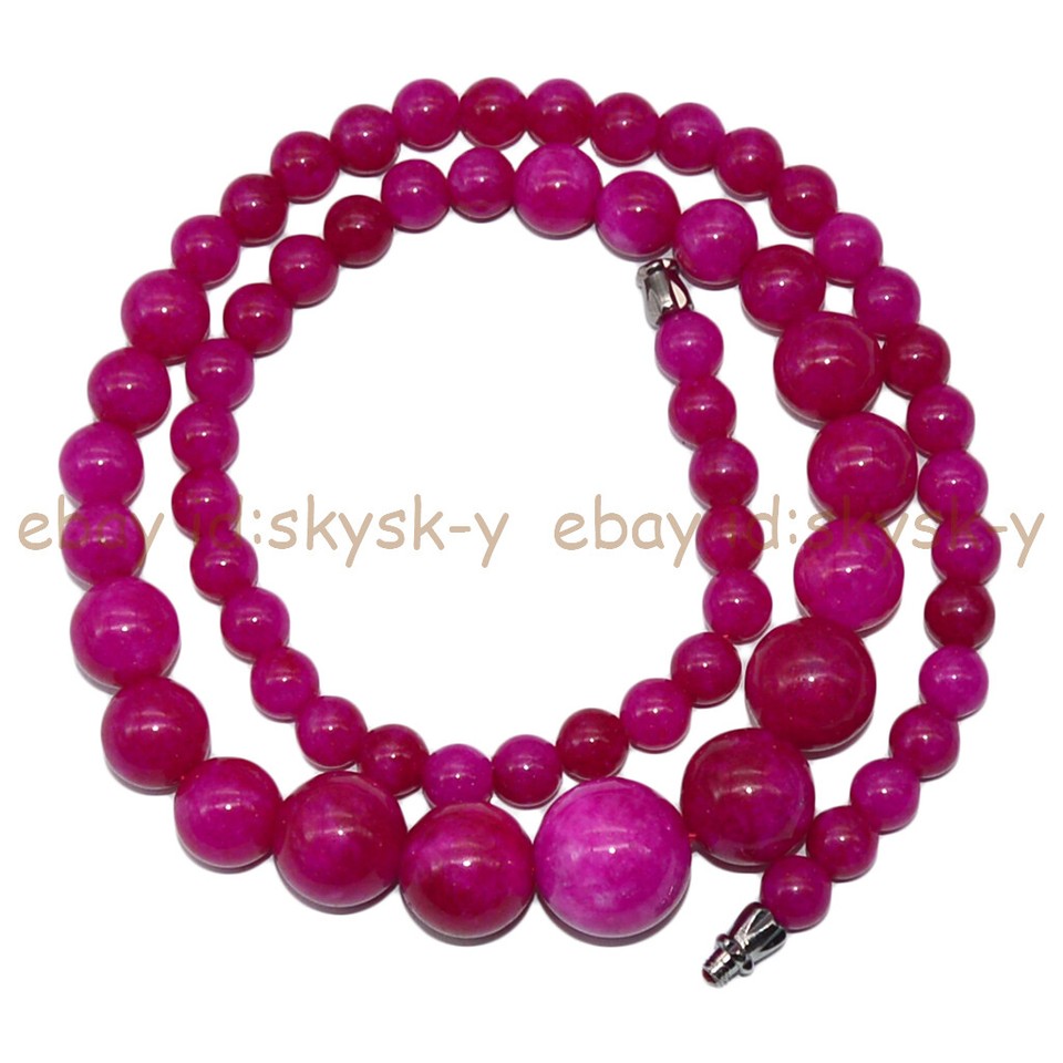 6-14mm Natural Pink Sugilite Round Gemstone Beaded Graduated Necklace ...