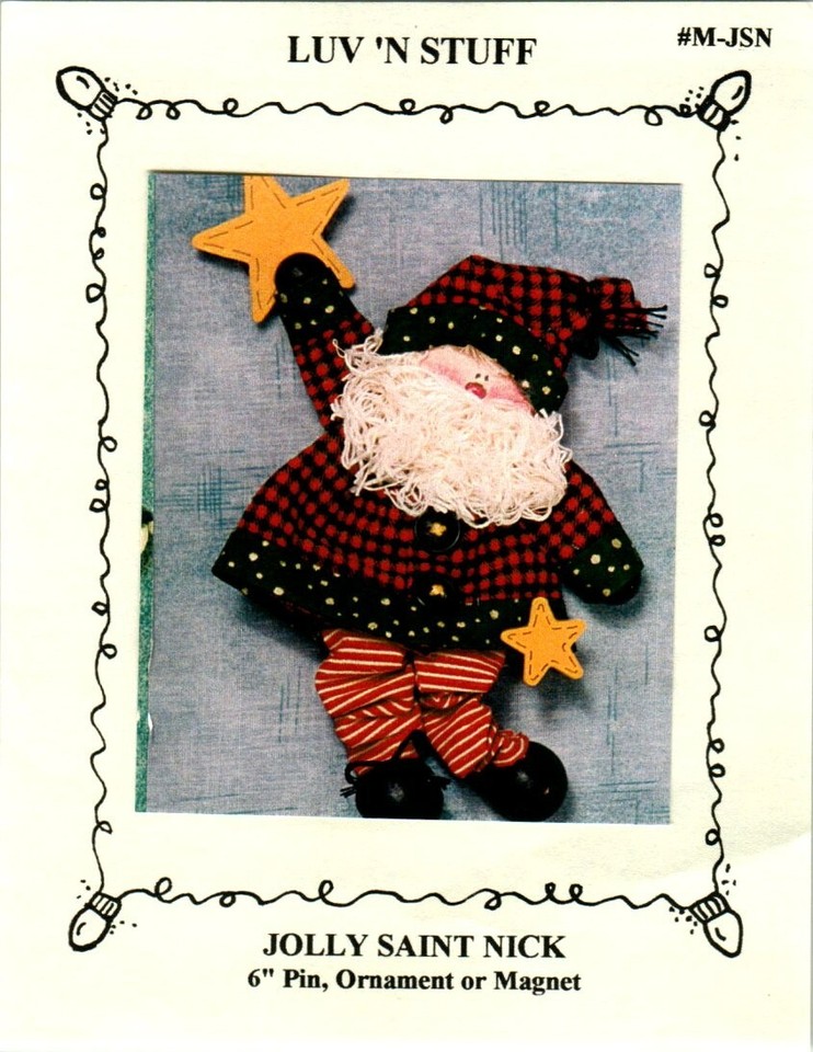 Jolly Saint Nick Pin Ornament or Magnet Pattern Primitive Country Santa ...