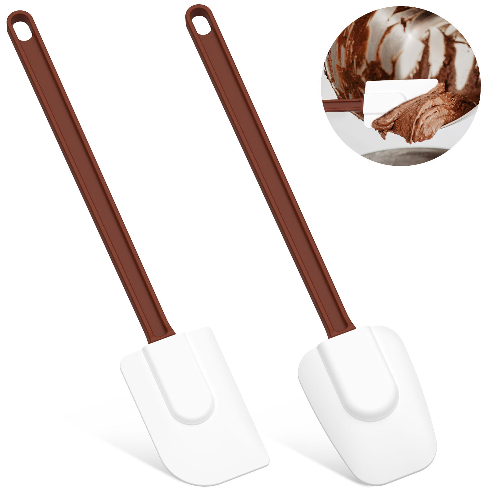 2Pcs Silicone Spatula 16" Non-Stick Scraper Heat Resistant for Kitchen ...