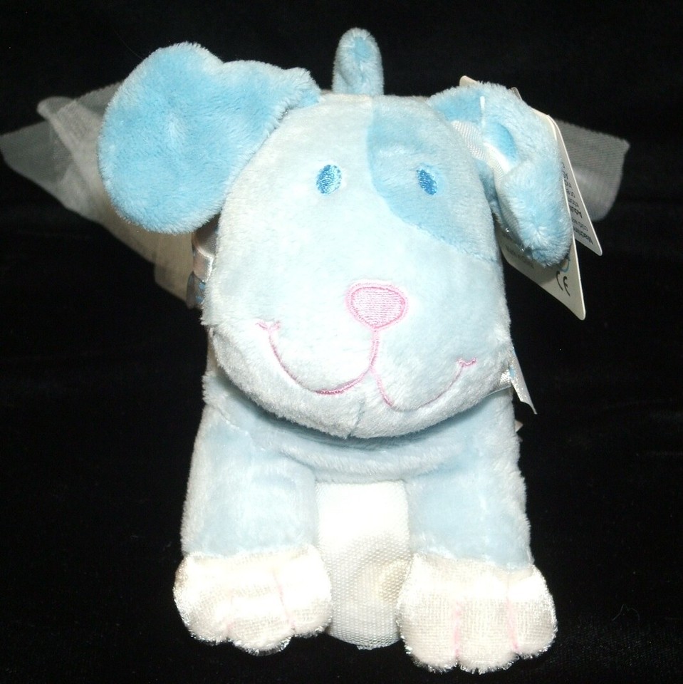 Kids Preferred Blue Puppy Dog Rattle White Security Blanket Buddies ...